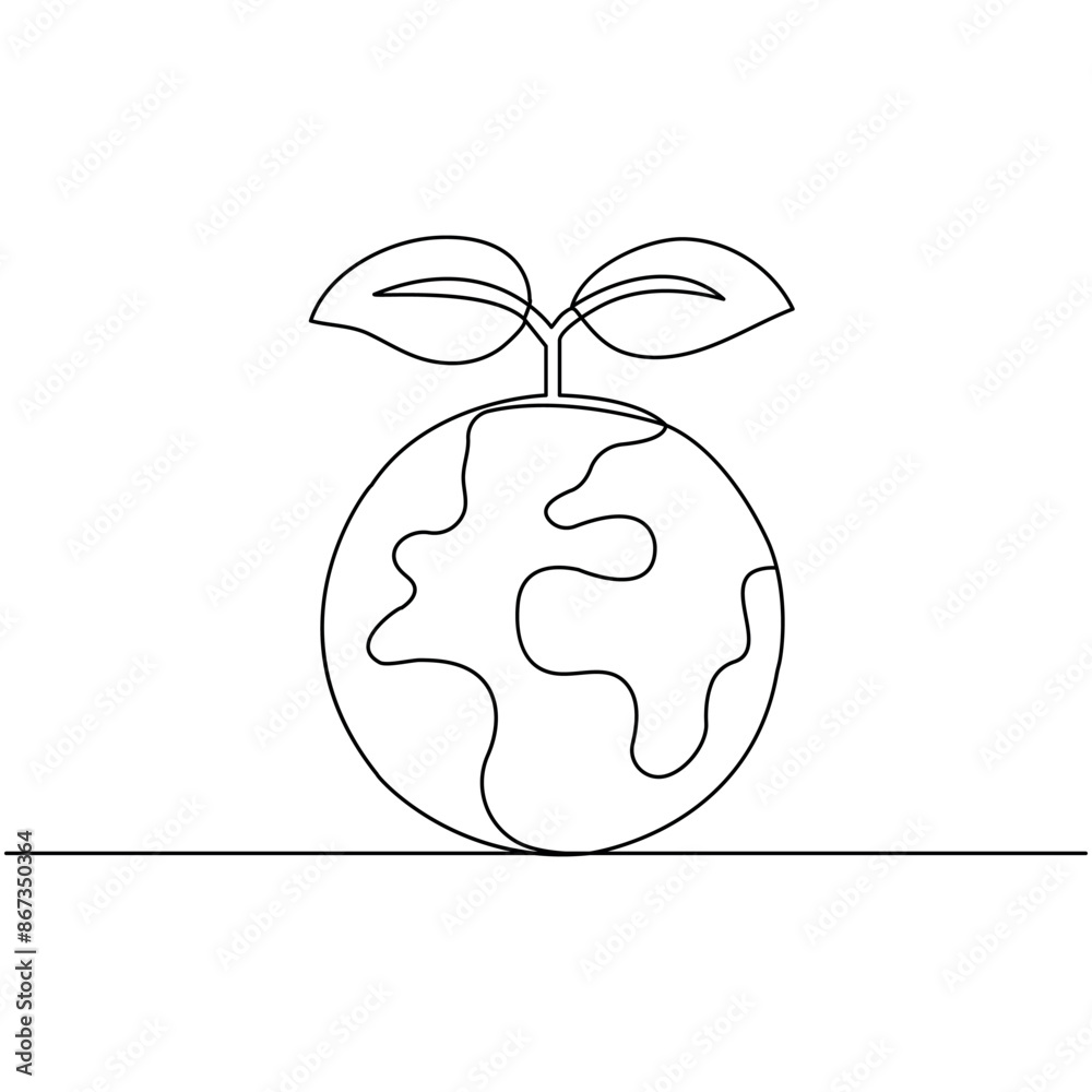 Ecology single line art, continuous one line drawing of Isolated ...
