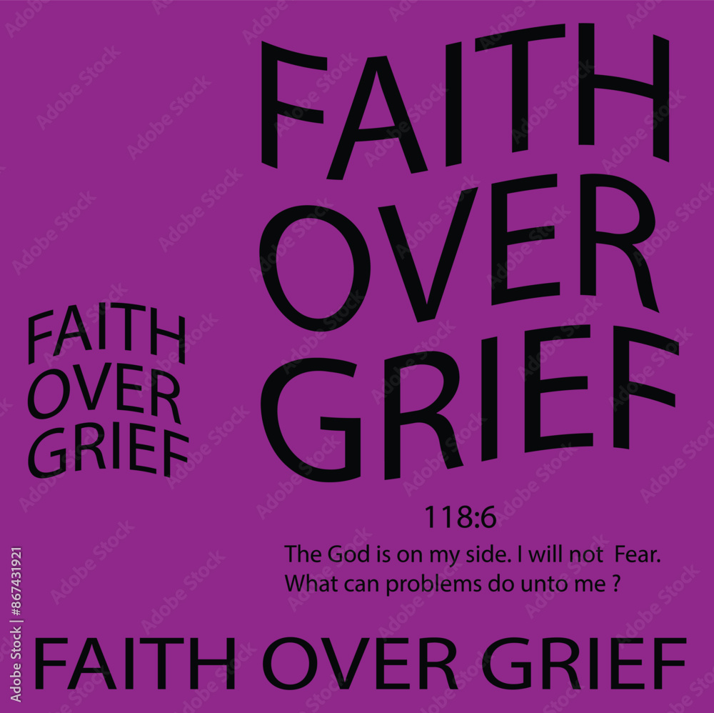 Faith Over Grief – Inspirational Art Print Stock Vector | Adobe Stock