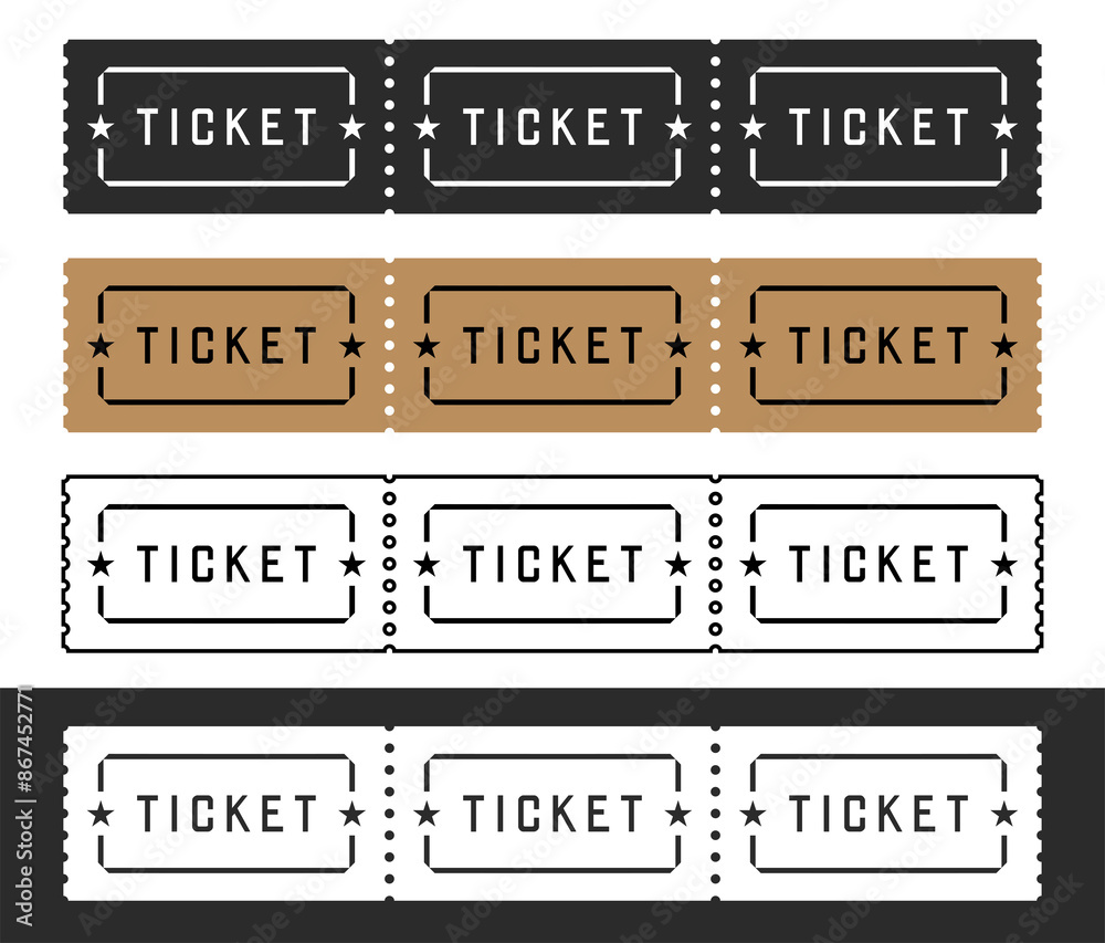 Ticket icon. Symbol of payment or cash register, sports match or cinema ...