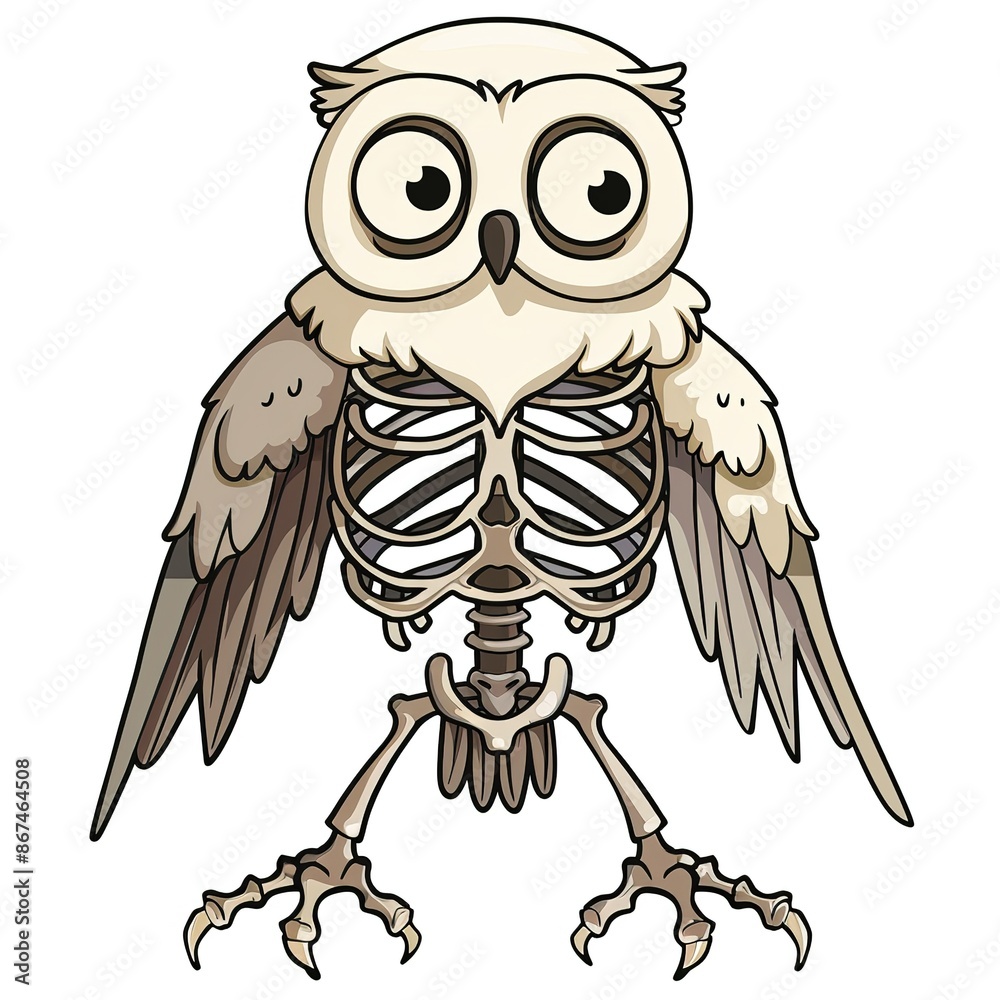 Owl skeleton cartoon isolated whitebackground Stock Illustration ...
