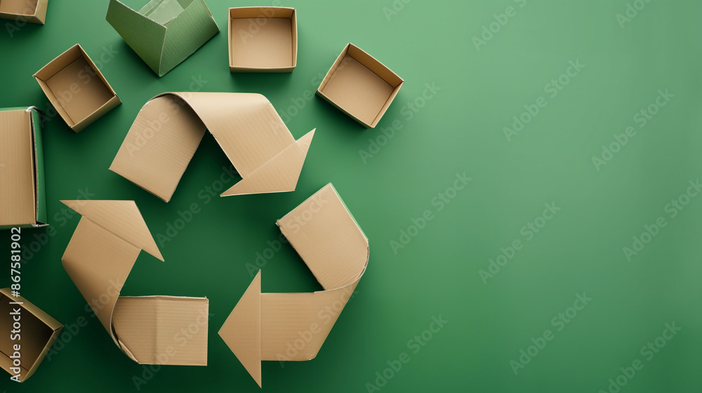 Recycling symbol made with different cartons boxes, solid green ...