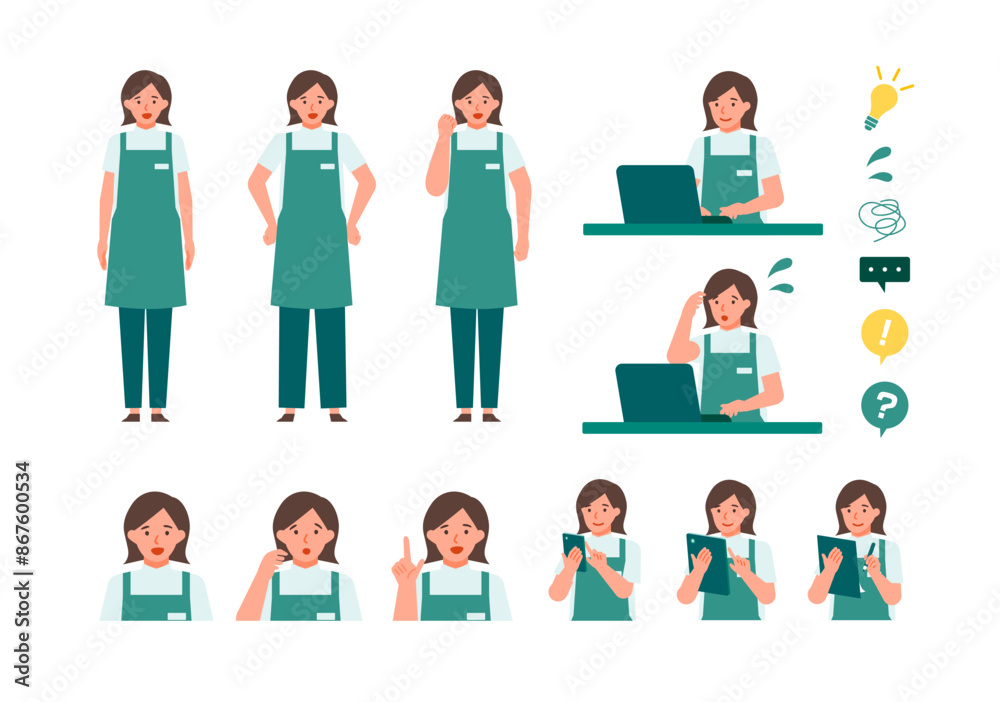 Working Woman. Concept for Problem Solving. Woman cartoon character ...
