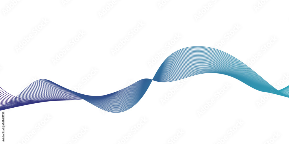 Abstract wavy lines flowing curve gradient color on transparent ...