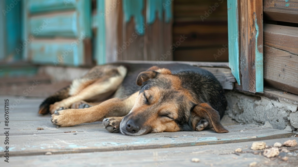 Lonely Dog Waiting with a Sad Expression in Front of the House ...