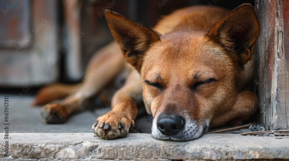Lonely Dog Waiting with a Sad Expression in Front of the House ...