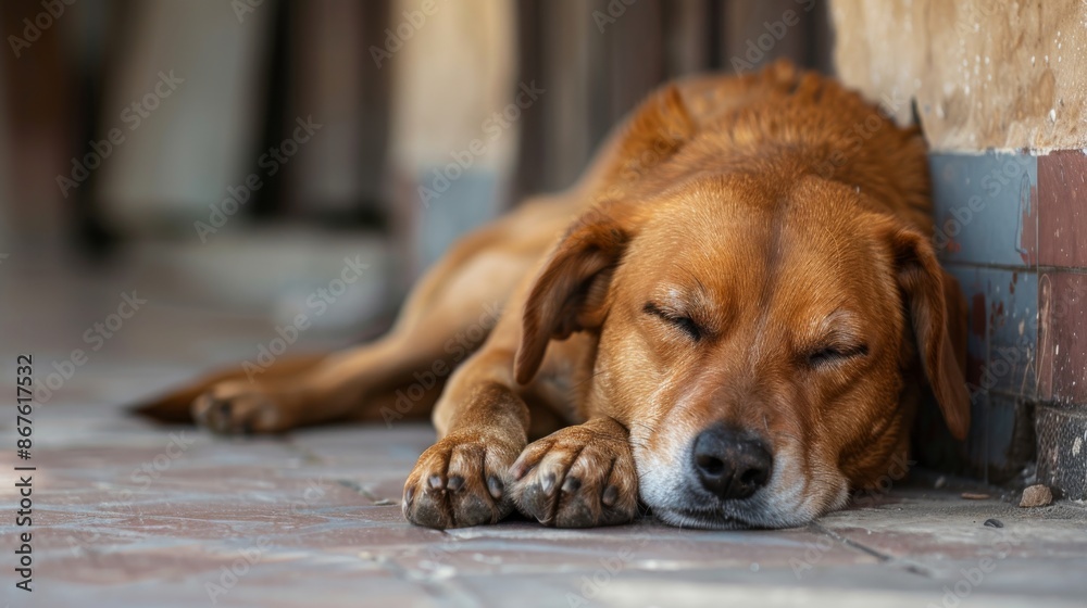 Lonely Dog Waiting with a Sad Expression in Front of the House ...