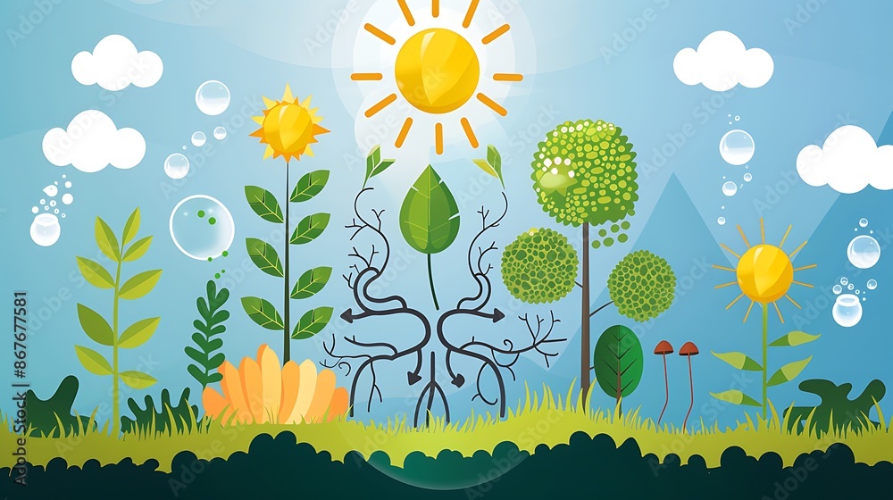 Stepbystep diagram showing the process of photosynthesis including the ...