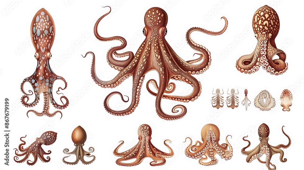 Educational chart lifecycle of Octopus Octopus vulgaris detailing ...