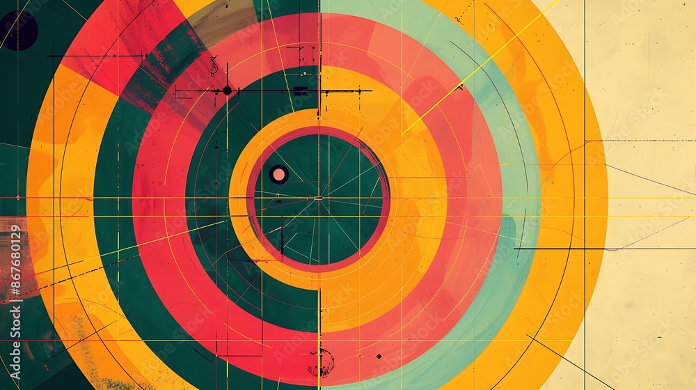 Infographic focusing on Circle Geometry illustrating concepts like circumference area central ...