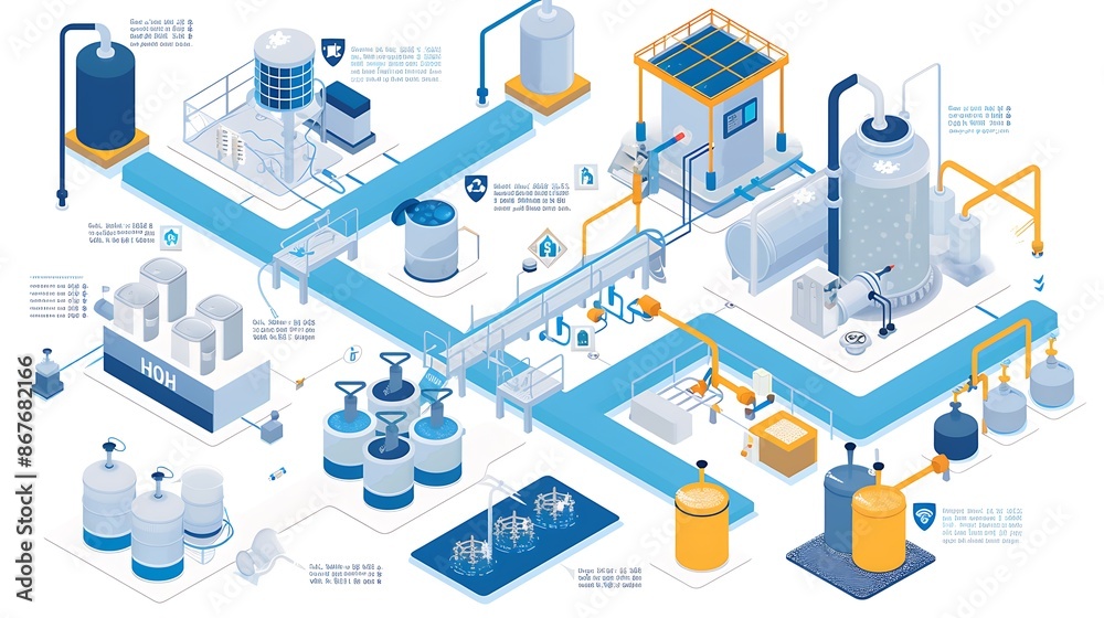 Illustrazione stock di Flowchart outlining the steps of the water ...