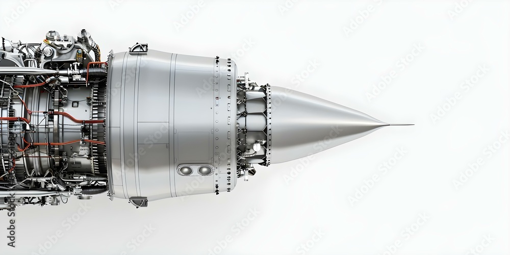 Illustrated cross-section of jet engine in fighter aircraft. Concept ...
