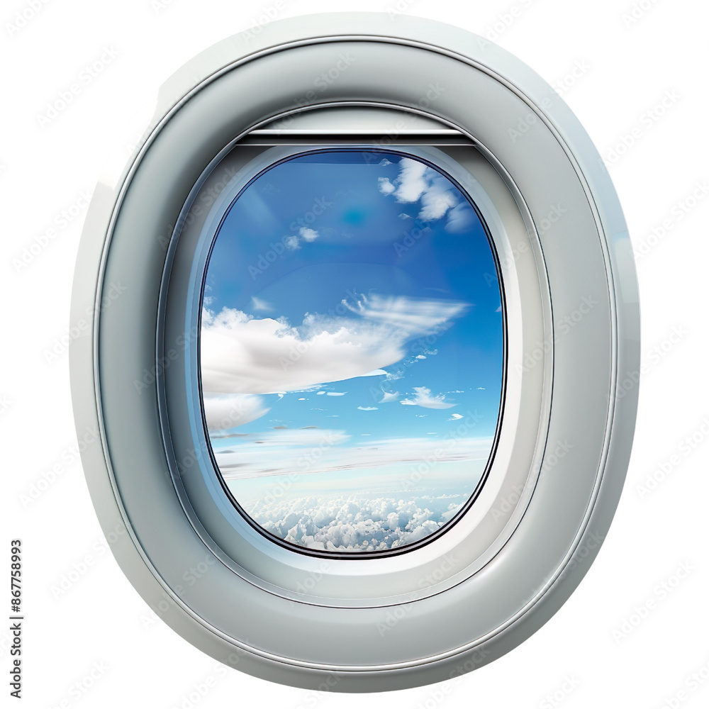 Aircraft window front view isolated on transparent background Stock ...