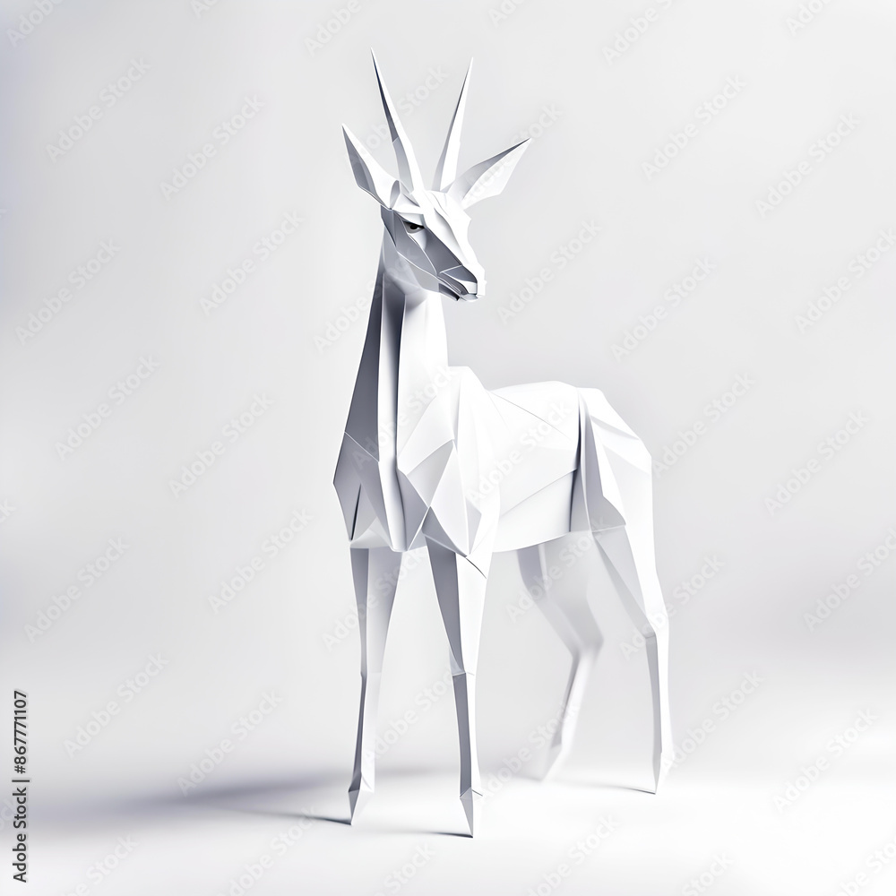 Gazelle Antilope Bock stehend in geometrischen Formen, wie 3D Papier in ...