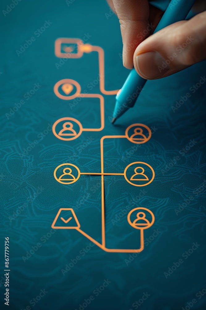 Business team reviewing the companys organizational structure chart in ...
