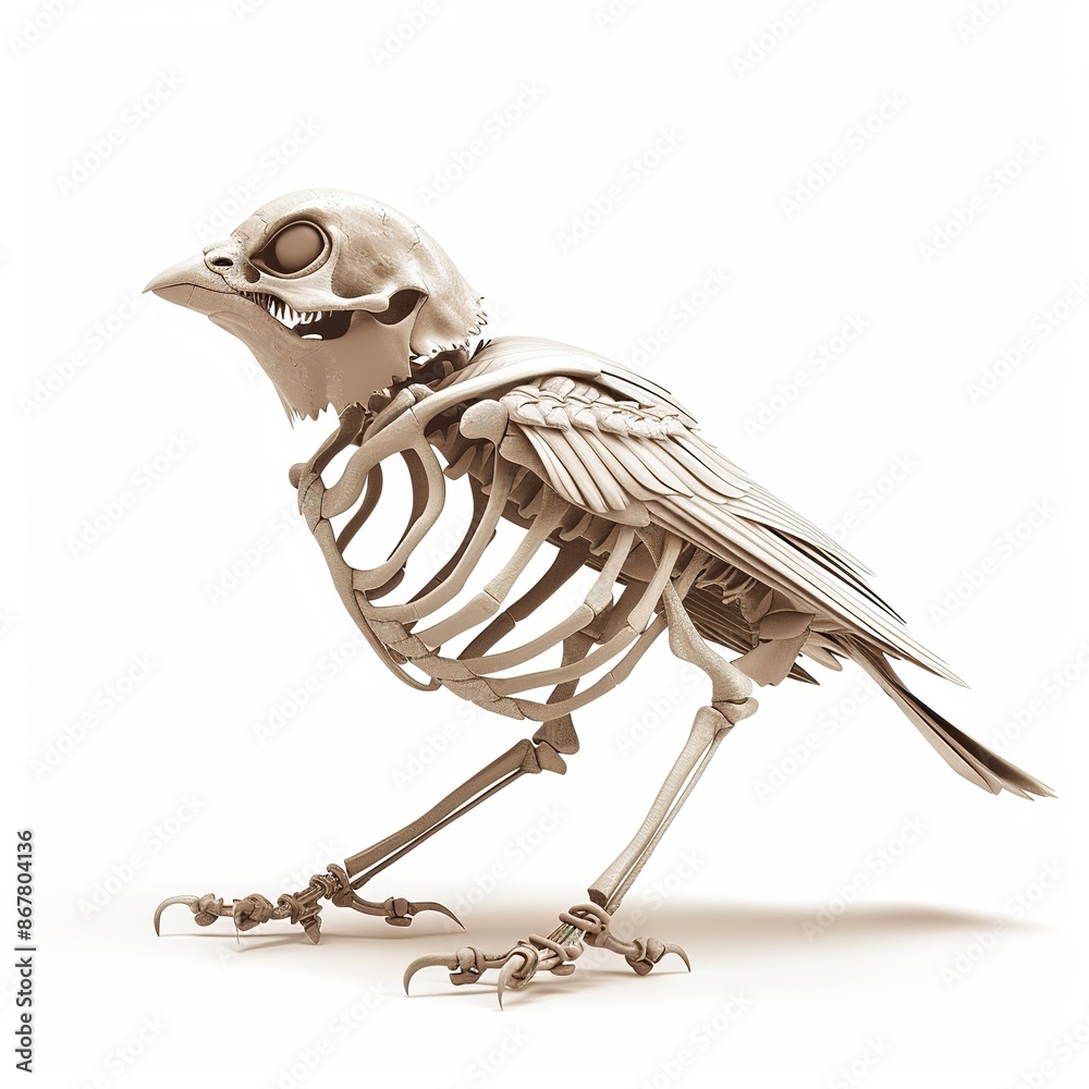 Sparrow skeleton cartoon isolated whitebackground Stock Illustration ...