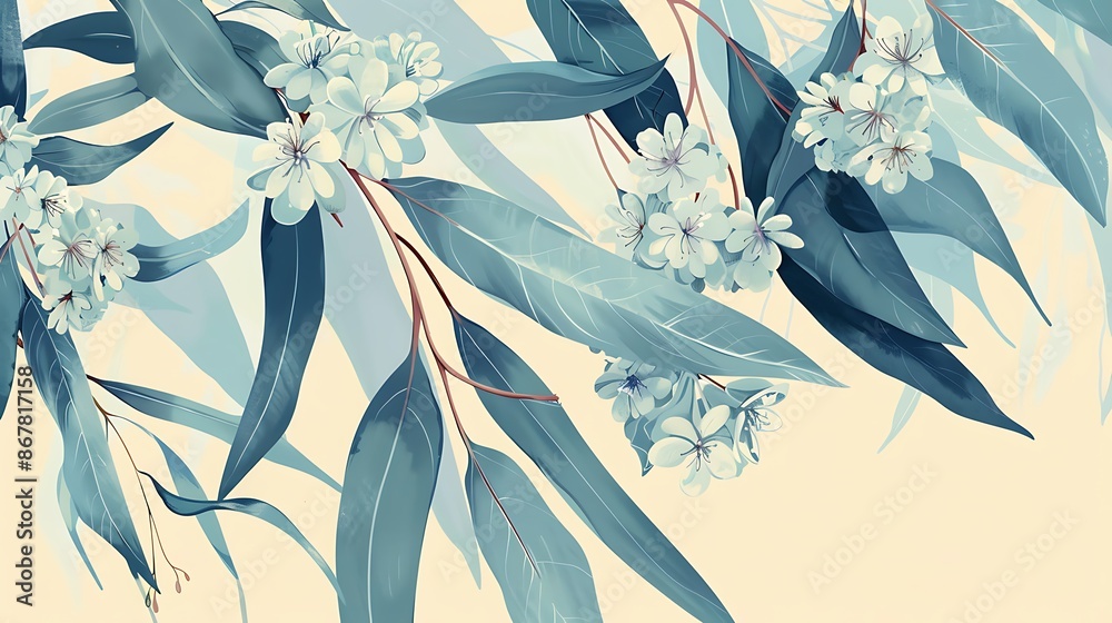 Series of illustrations on the Eucalyptus Tree Eucalyptus globulus ...