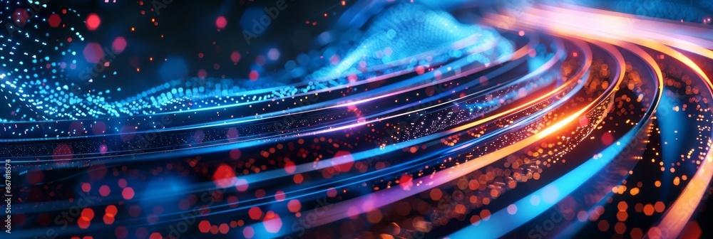 Quantum Computing, a dynamic abstract background with neon swirls and ...
