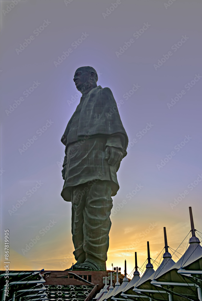 Silhouette full image of Worlds tallest statue known as Statue of unity ...