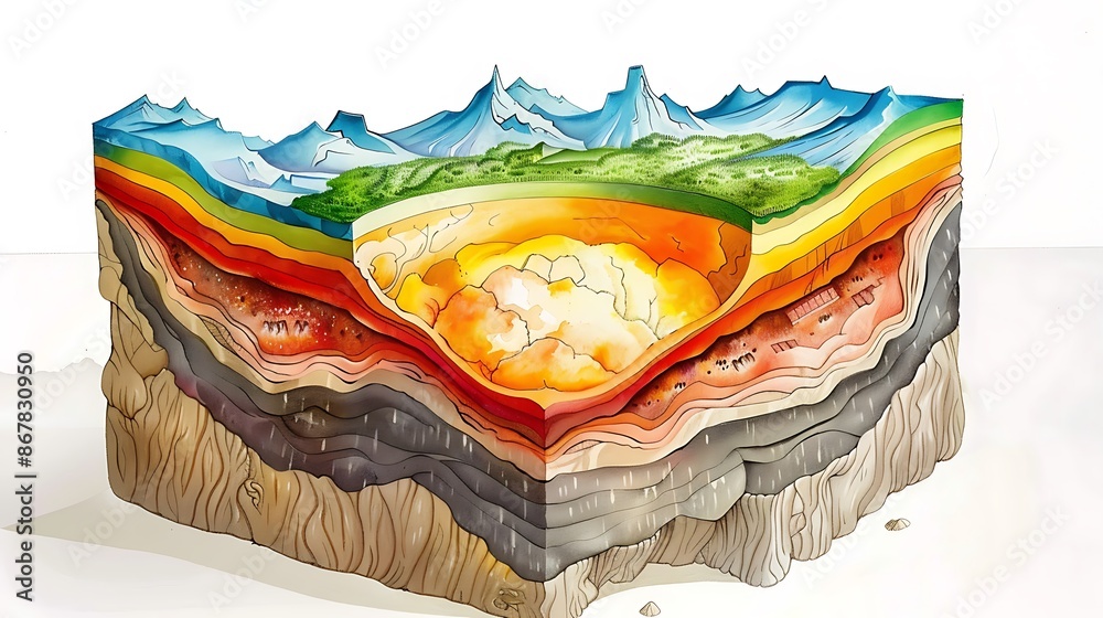 Visual aid illustrating the structure of the Earth's layers crust ...