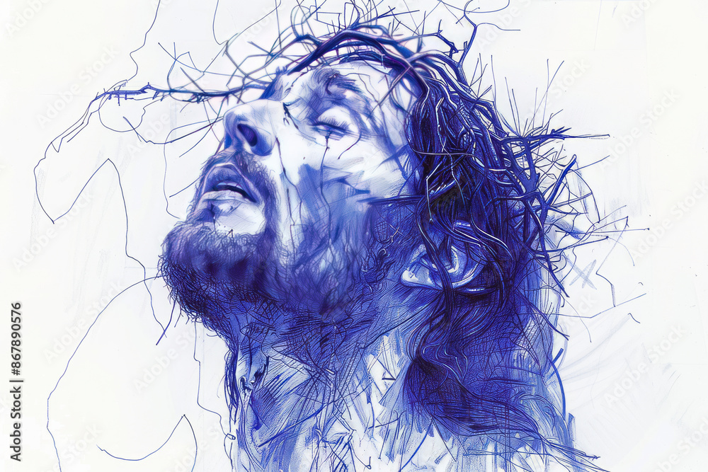 Ilustración de Stock sketch drawing of Jesus dies on the Cross. The ...