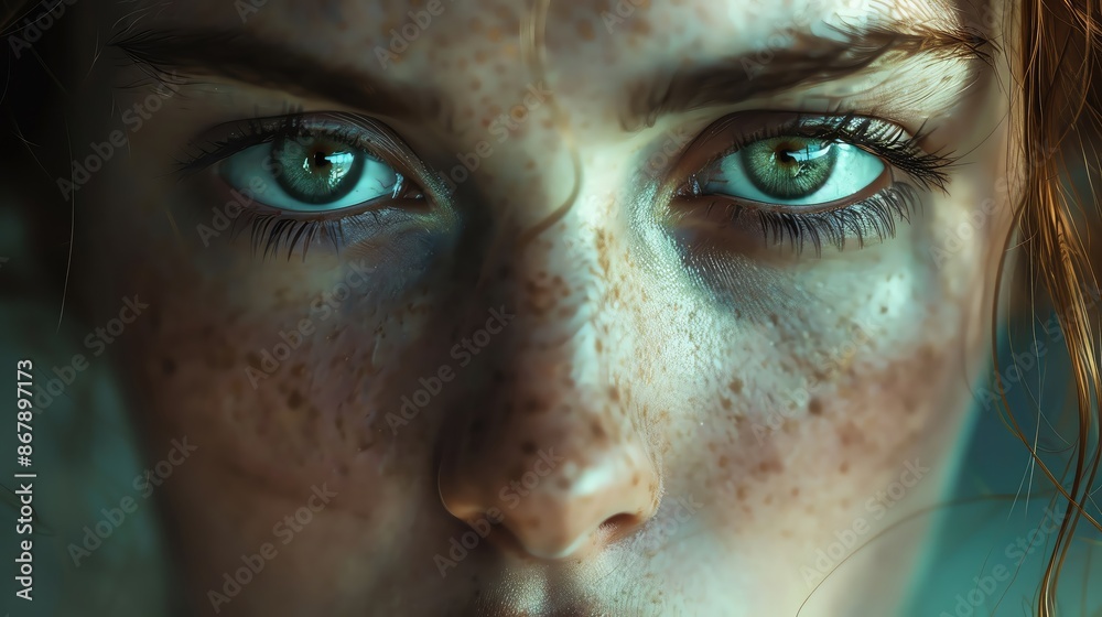 Enhance the realism of this image. Make the freckles and skin texture ...