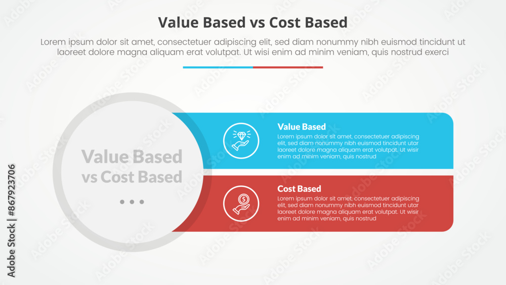 value based vs cost based comparison opposite infographic concept for ...