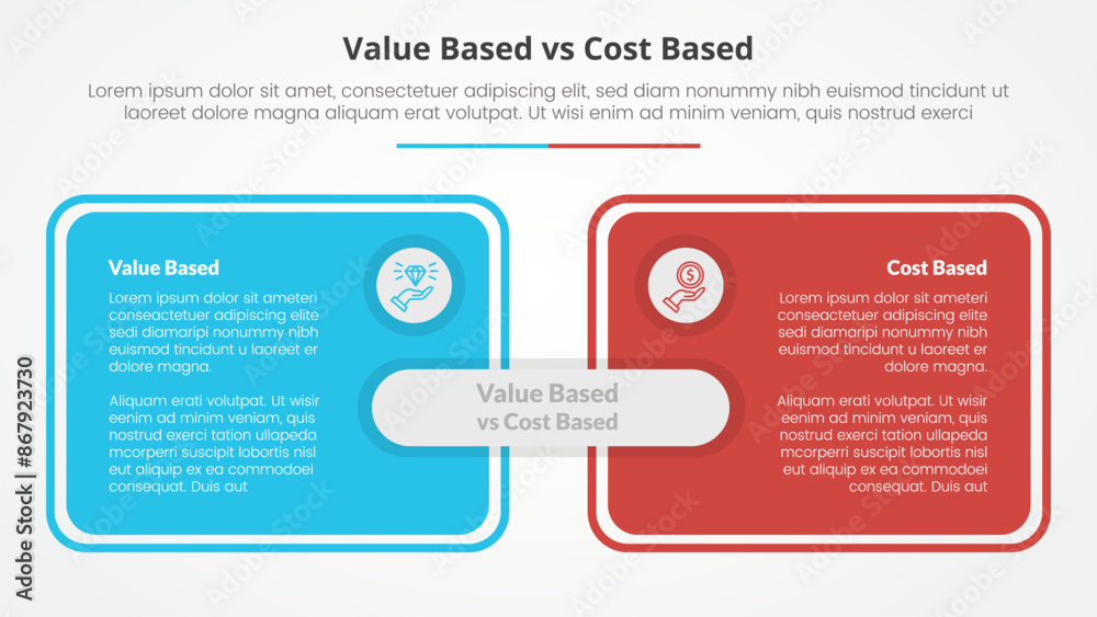 value based vs cost based comparison opposite infographic concept for ...