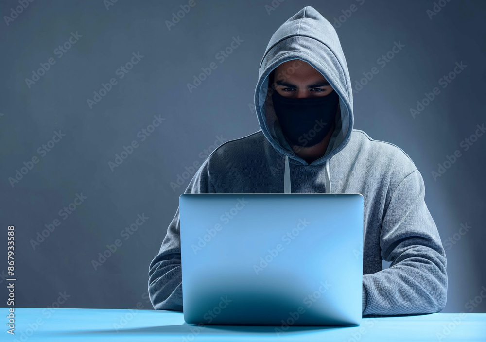 Illustration of computer programmer wearing hoodie coding a code using ...