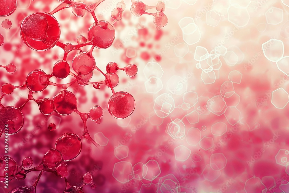 Abstract red molecule structure background for science and medical ...