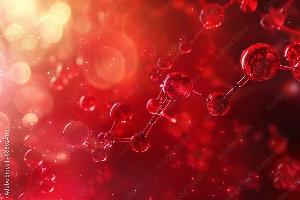 Abstract red molecule structure background for science and medical ...