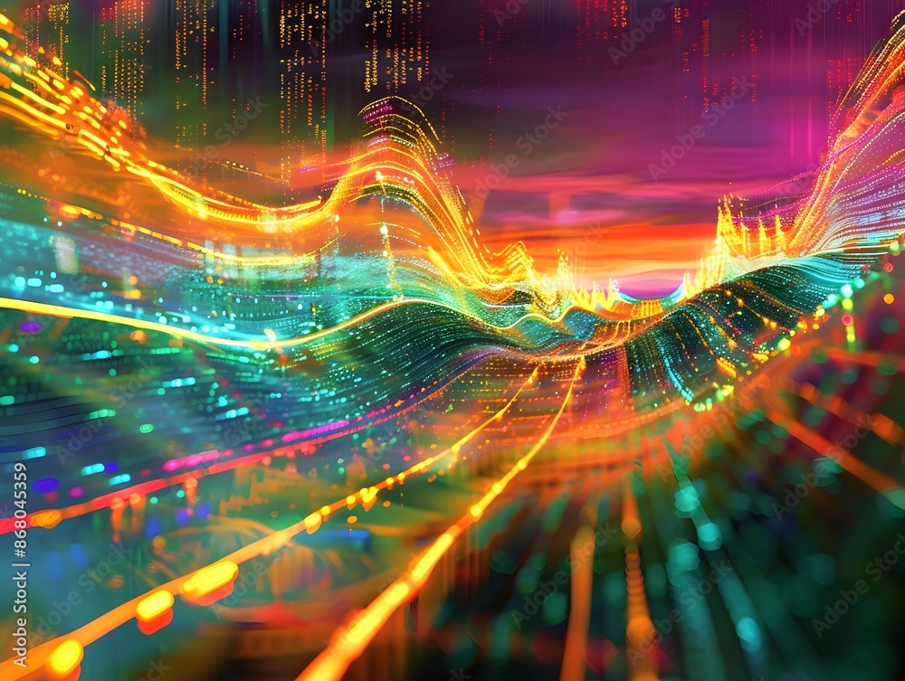 Luminescent Fiber Optic Expanse - Undulating Waves of Illuminated ...