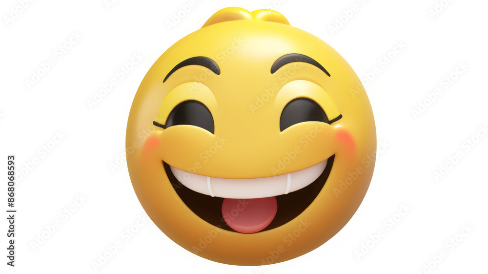 Cute winking emoji isolated on transparent background. 3D Rendering ...