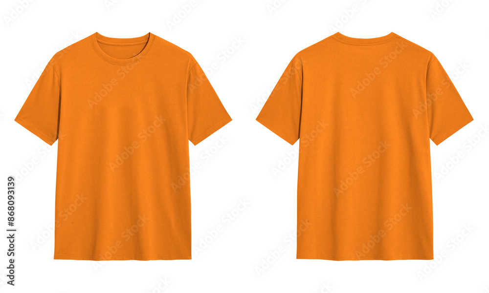 Mock up Orange t shirt front and back view, Ready for your mock up ...
