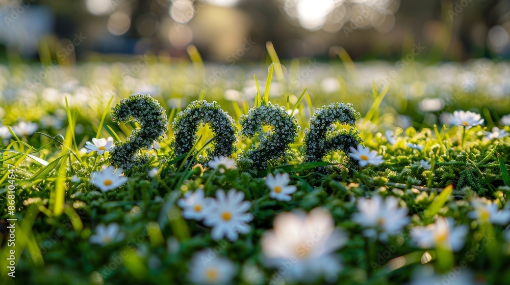 Welcome 2026, year theme design made from green grass,Good bye 2025 ...