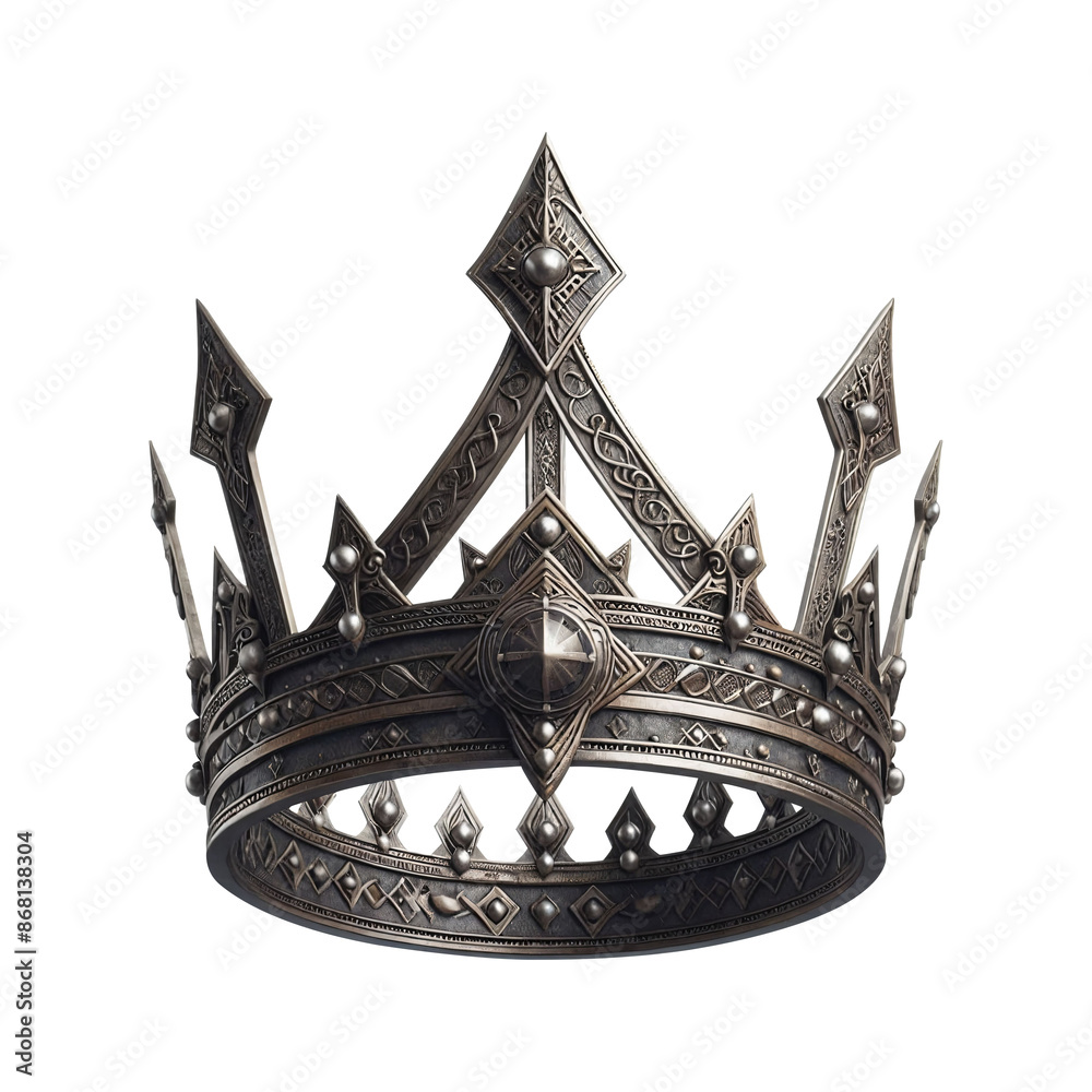 Viking style metal crown on transparent background, Generative AI Stock ...