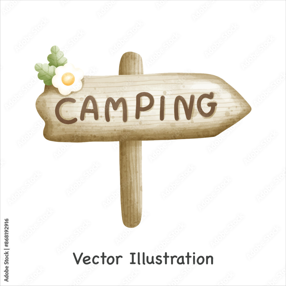 Wooden sign camping boards. Cartoon rustic wood banners, pathfinding ...