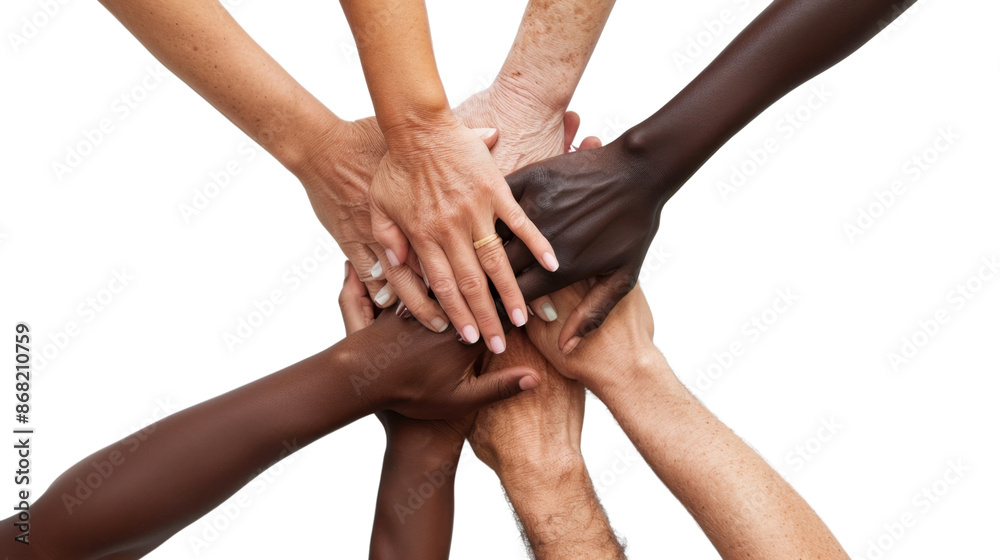 Multicultural diversity joining of hands, handshake, togetherness ...