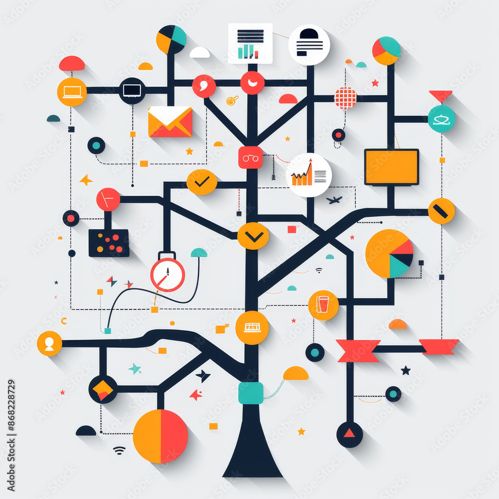 Ilustración De Stock Infographic Flowchart Workflow Diagram And Organization Chart