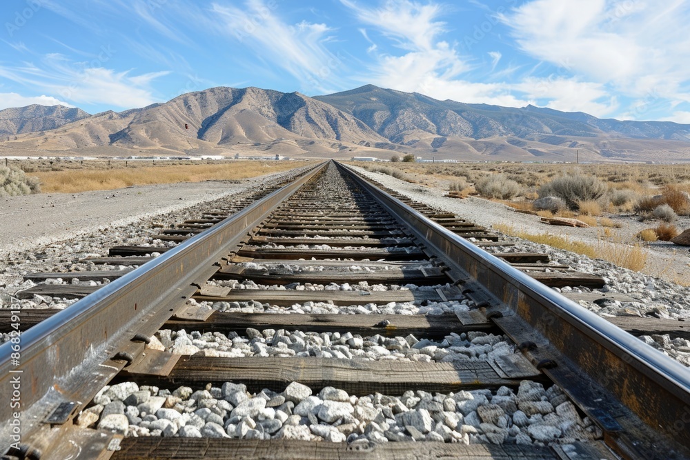 Train Tracks Crossing Barren Desert in Salt Lake City, Utah, USA ...