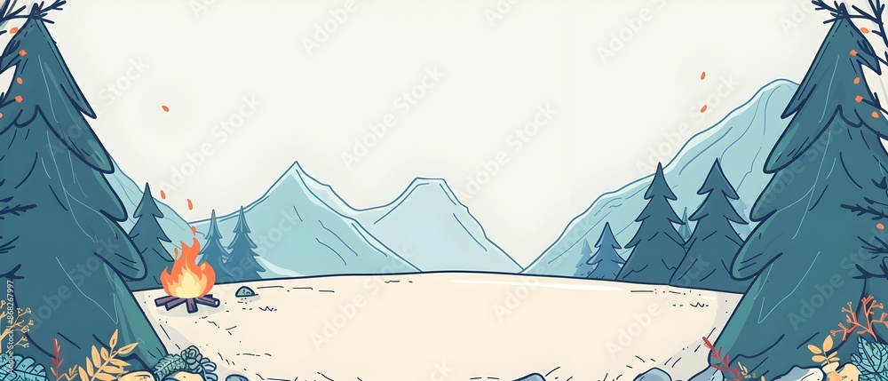 Minimalist Nature Background with Doodle Border Design for Father s Day ...