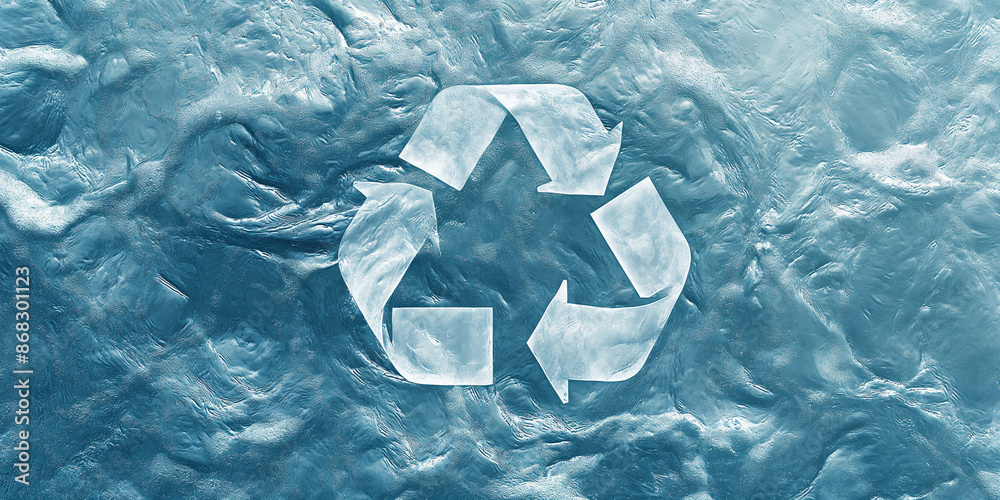 Recycle symbol on plastic background, urging for plastic recycling ...