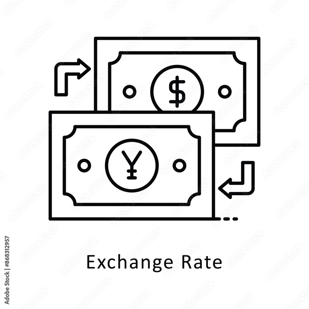 Exchange Rate vector outline icon style illustration. Symbol on White ...