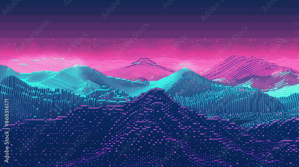 Dither bitmap texture. 8 bit electronic arcade game graphic, horizontal ...