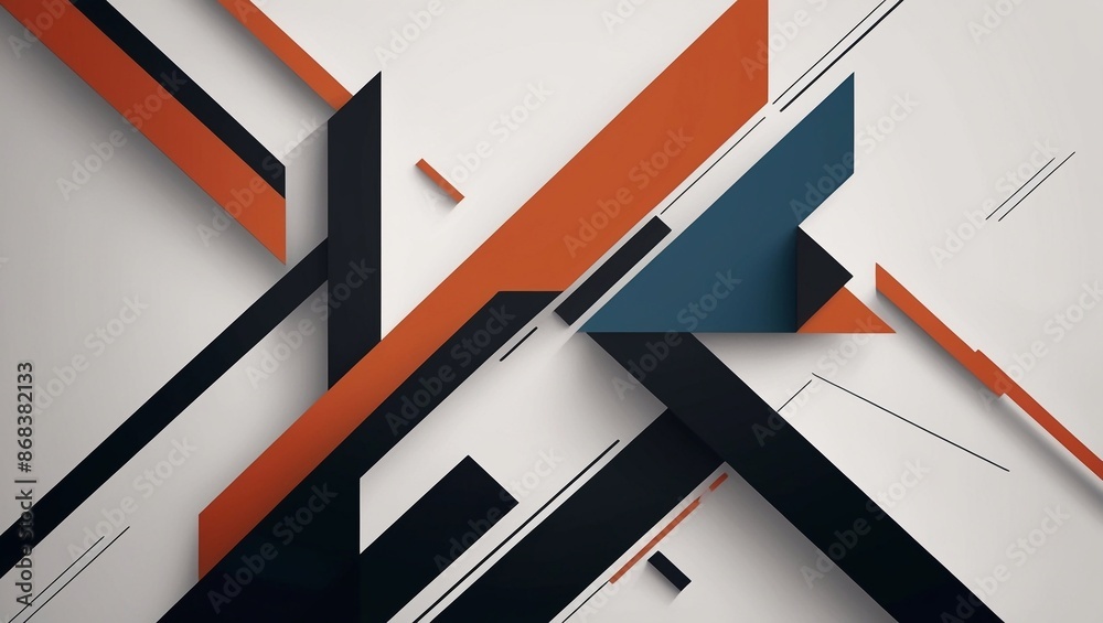 Geometric shapes interlocking in an abstract design, emphasis on angles ...