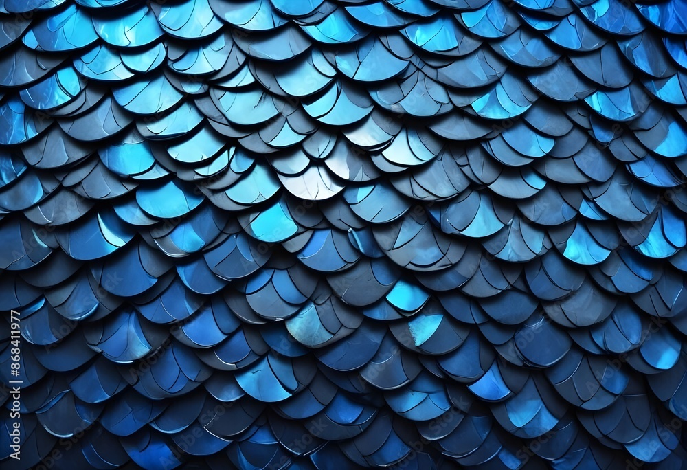 Overlapping blue and gray scales, resembling the texture of a fish or ...