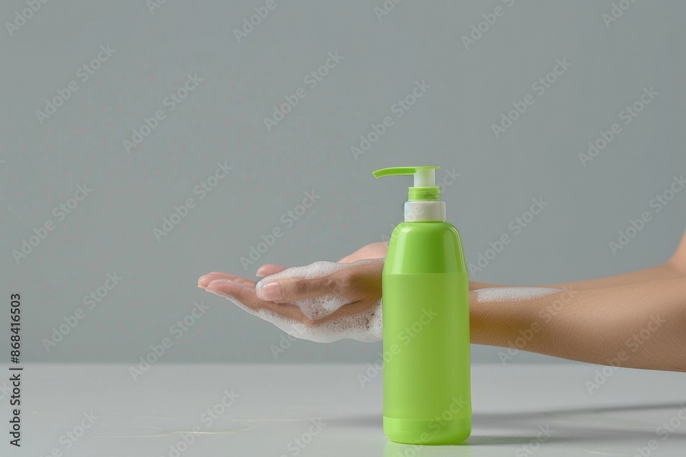 Body Wash Bottle. Step by Step Hand Washing Procedure with Liquid Soap ...