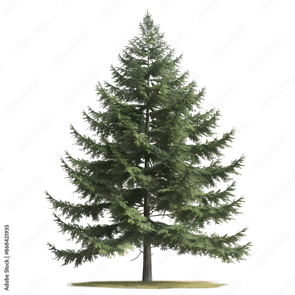 High-resolution image of a single evergreen tree, isolated with a ...