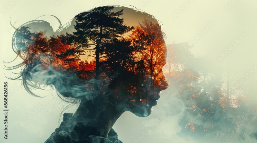 Design a surreal, ethereal full body portrait photo using a double ...