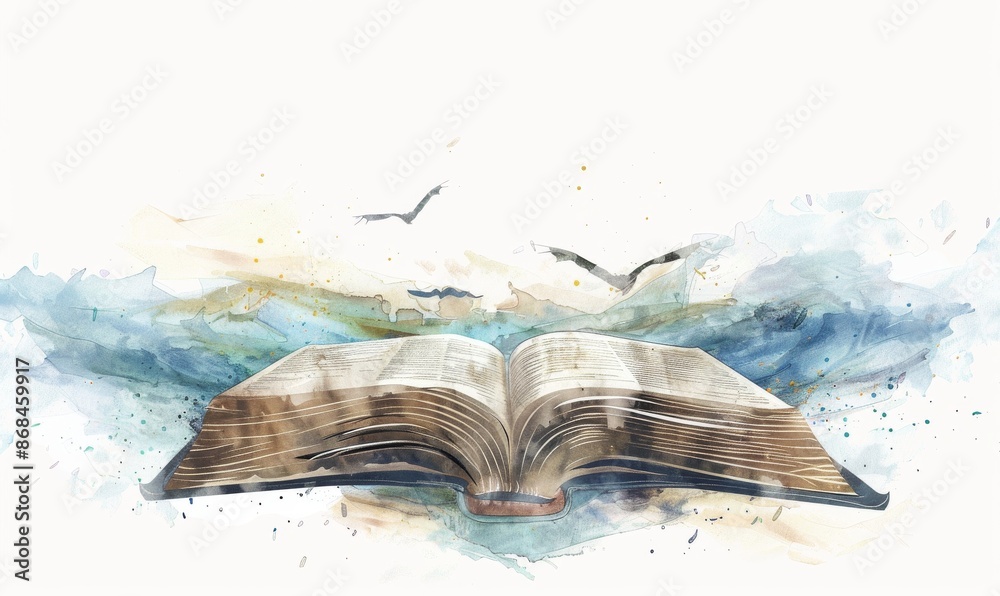 Book of Genesis. Open bible revealing the name of the book of the bible in a epic cinematic ...