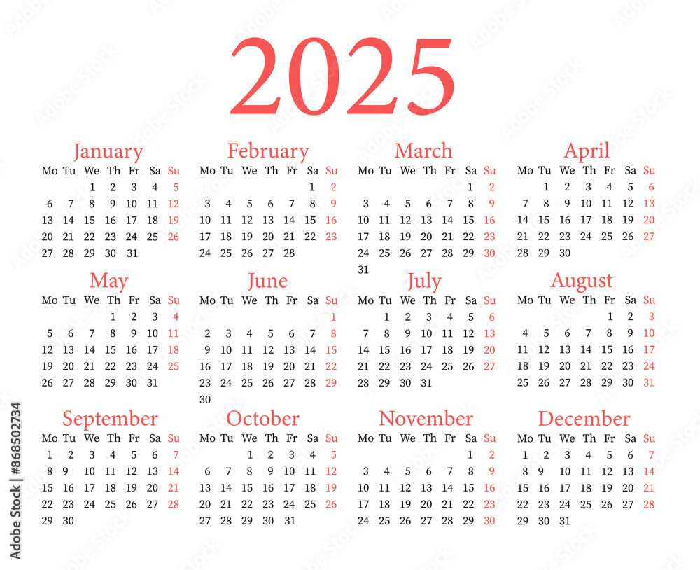 Calendar template for 2025 in English. Calendar 2025 template, Planner ...
